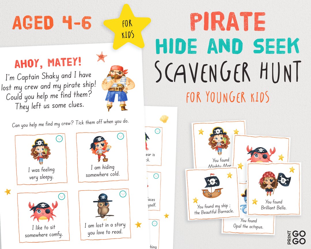 Pirate Hide and Seek Scavenger Hunt for Younger Kids - Etsy