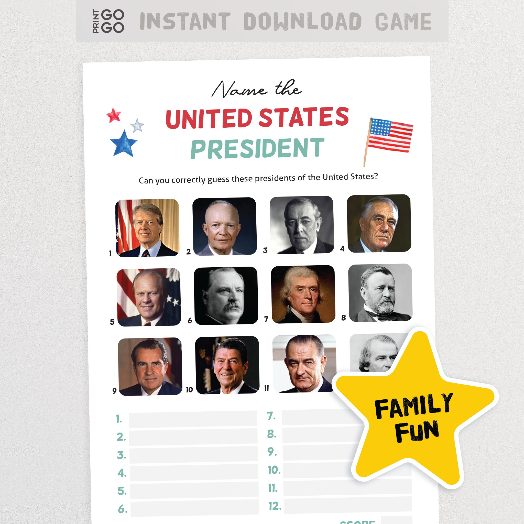 United States Presidents Quiz Fourth of July Trivia Quiz American ...