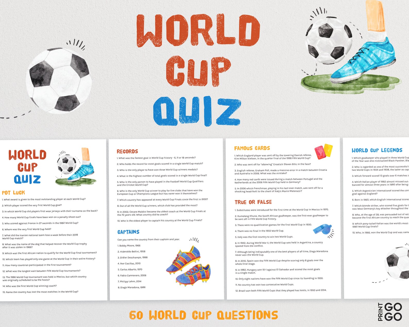 World Cup Football Trivia Quiz Football Quiz Questions - Etsy