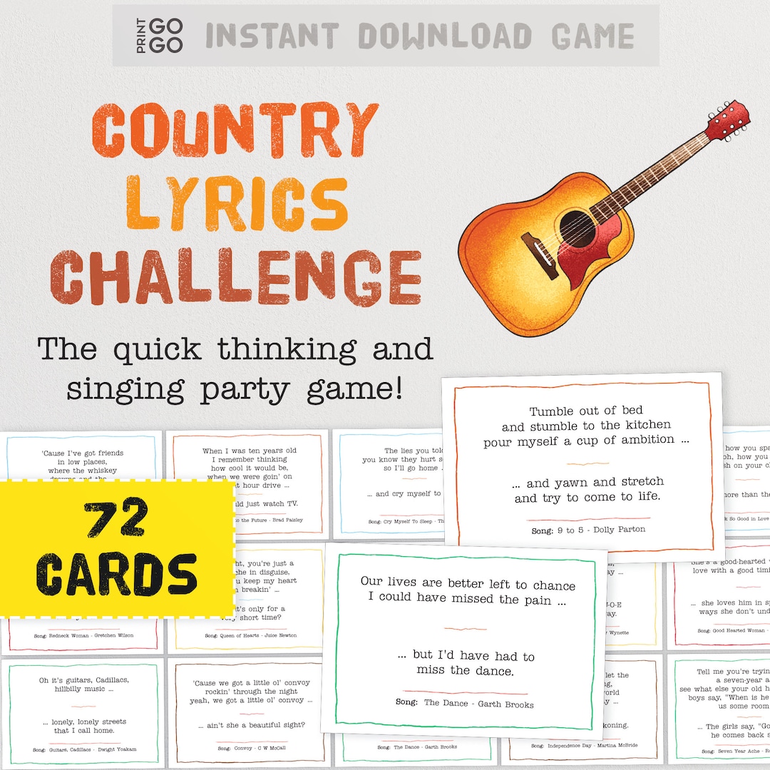 Country Music Lyrics Challenge Game - the Quick Thinking and Singing ...