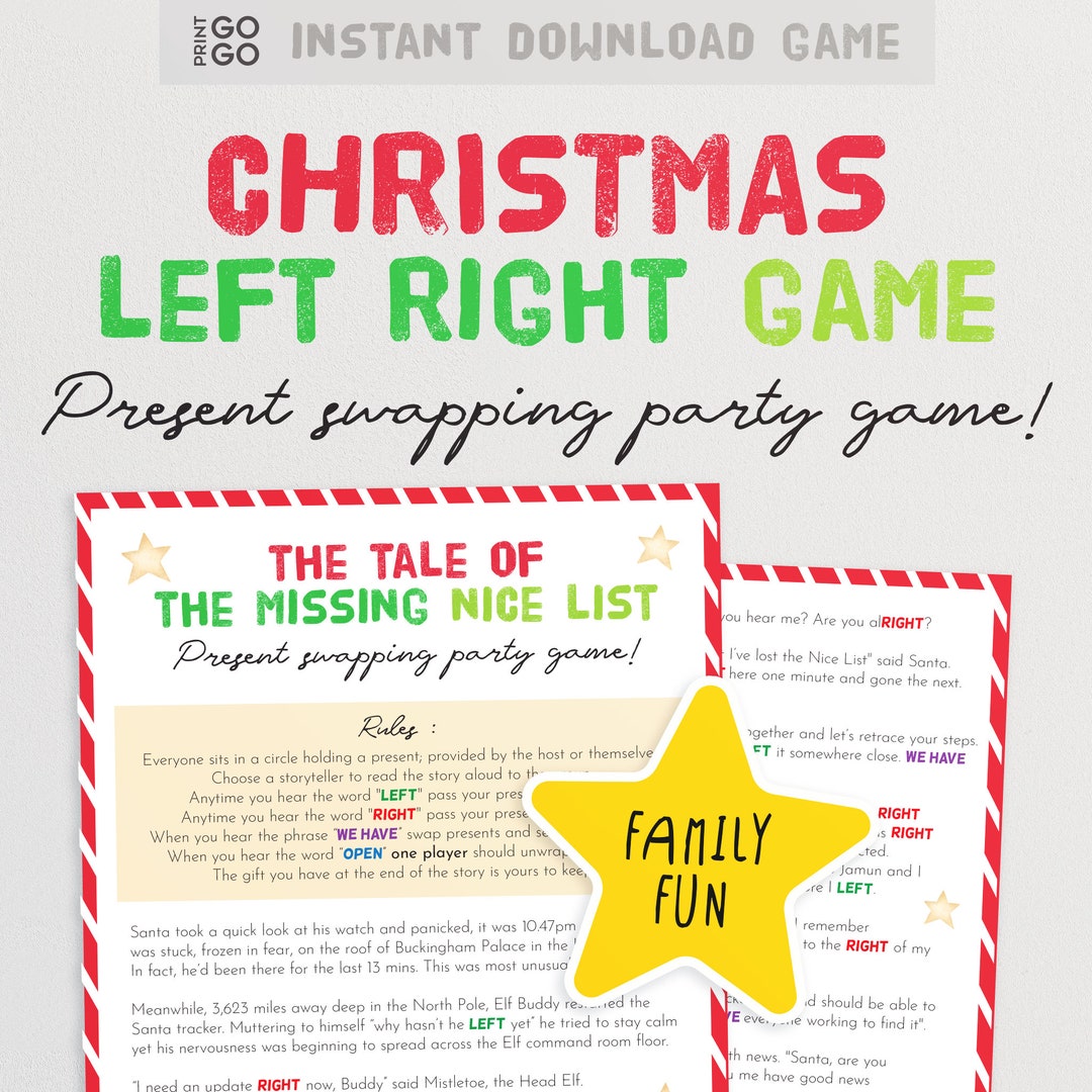 Christmas Left Right Game Gift Exchange - the Fast Paced Present Swap ...