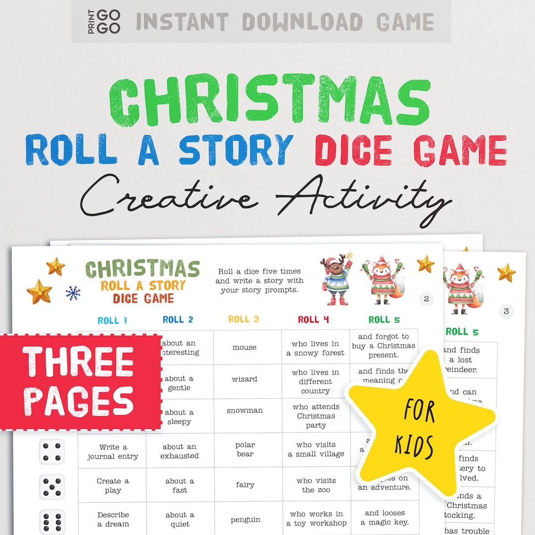 Christmas Roll A Story Dice Game for Kids | Holiday Story Game for ...