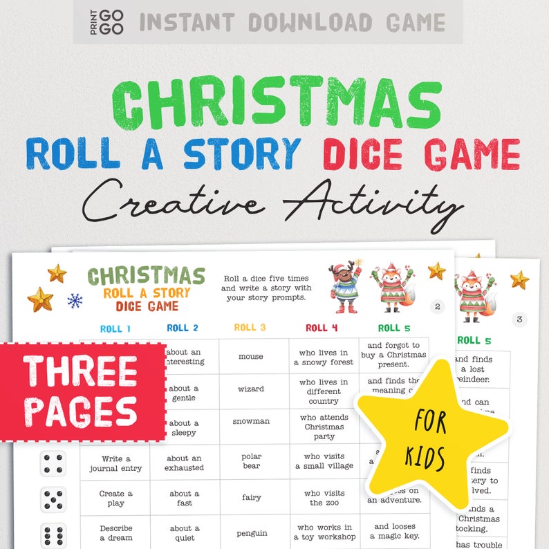 Christmas Roll A Story Dice Game for Kids | Holiday Story Game for ...