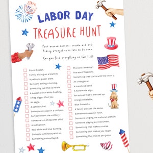 Labor Day Treasure Hunt for Kids Labor Day Scavenger Hunt | Etsy