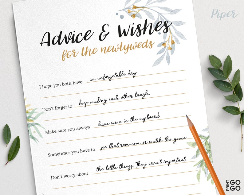 Advice And Well Wishes Printable Advice Cards Marriage Etsy Uk