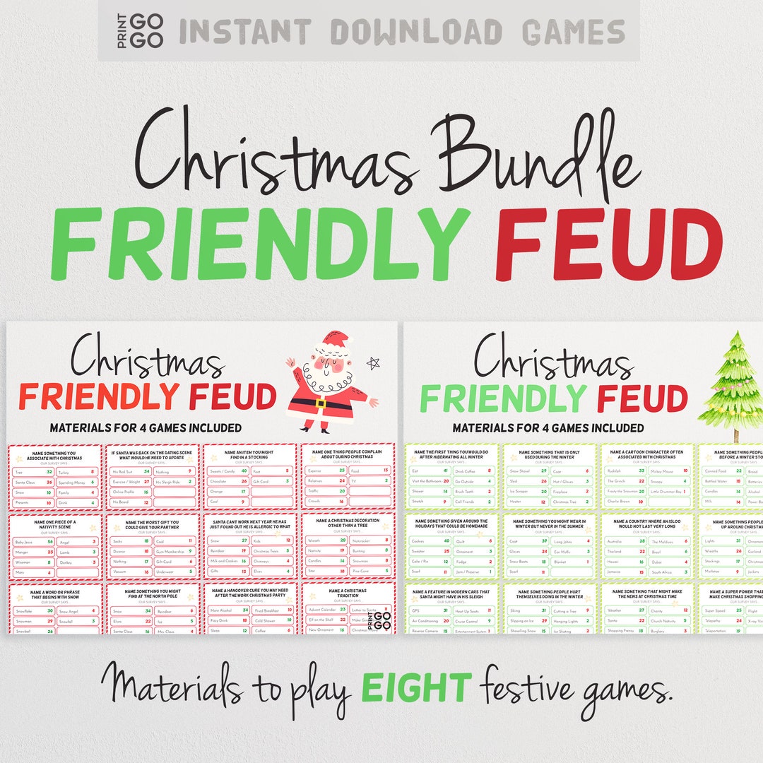 Christmas Friendly Feud Game Bundle - the Hilarious Party Games of ...