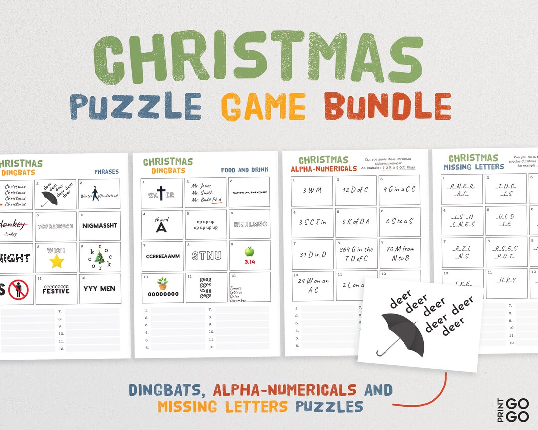Christmas Dingbats Picture Quiz Puzzles the Fun Festive - Etsy UK