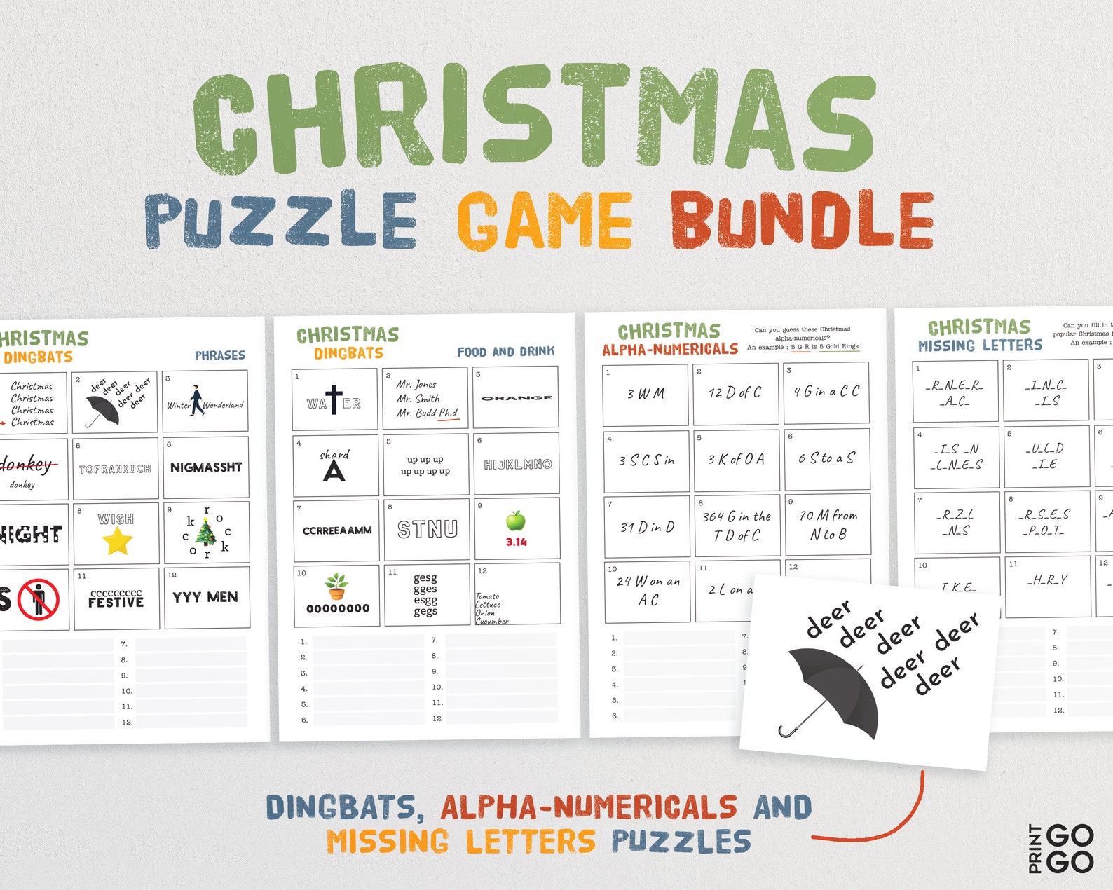Christmas Dingbats Picture Quiz Puzzles the Fun Festive - Etsy UK