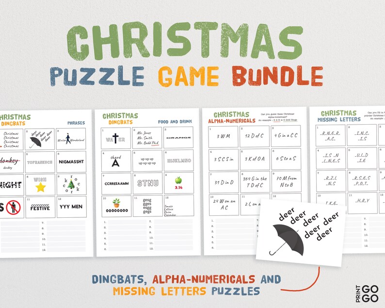 Christmas Dingbats Picture Quiz Puzzles the Fun Festive - Etsy UK