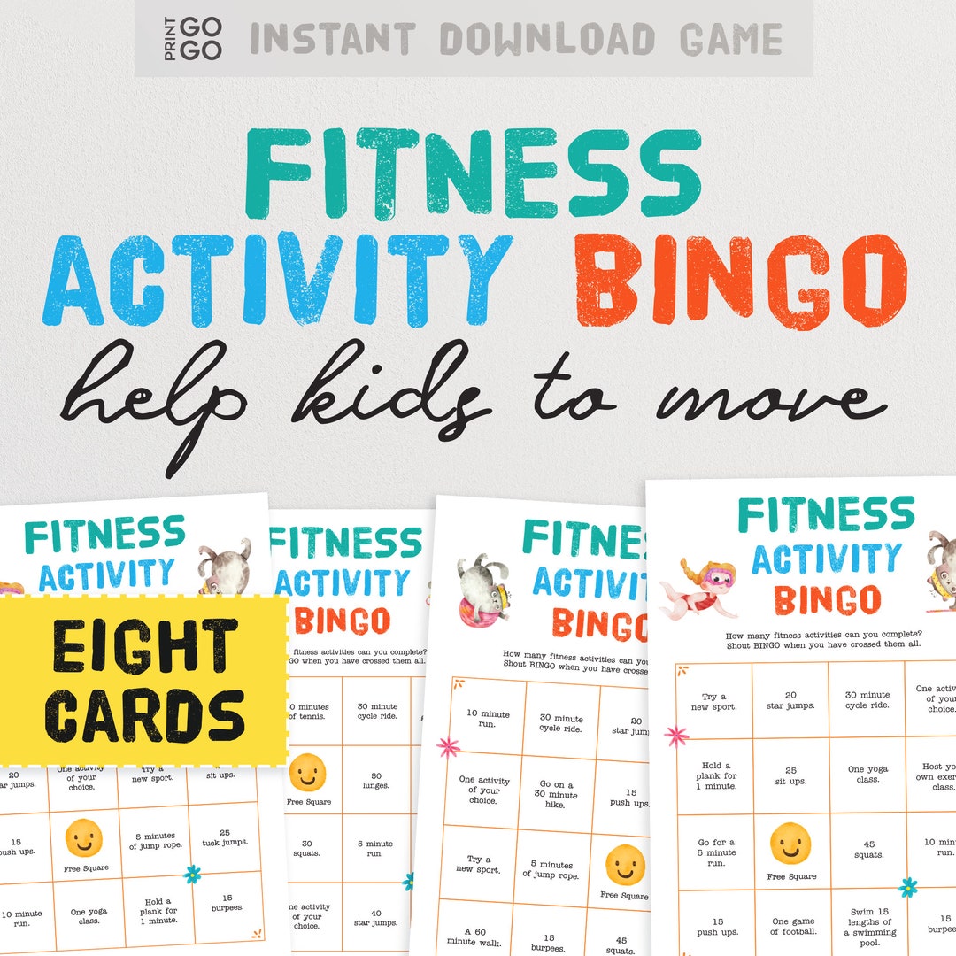 Fitness Activity Bingo Cards - the Fun Exercise Game for Kids | Get Fit ...