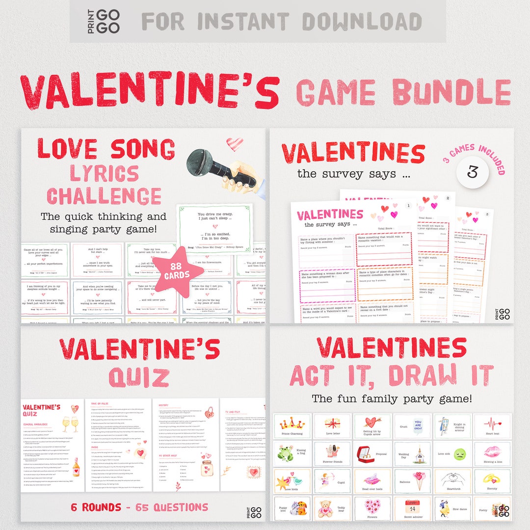 Valentine's Day Game Bundle - Fun Printable Games for Everyone | Games ...
