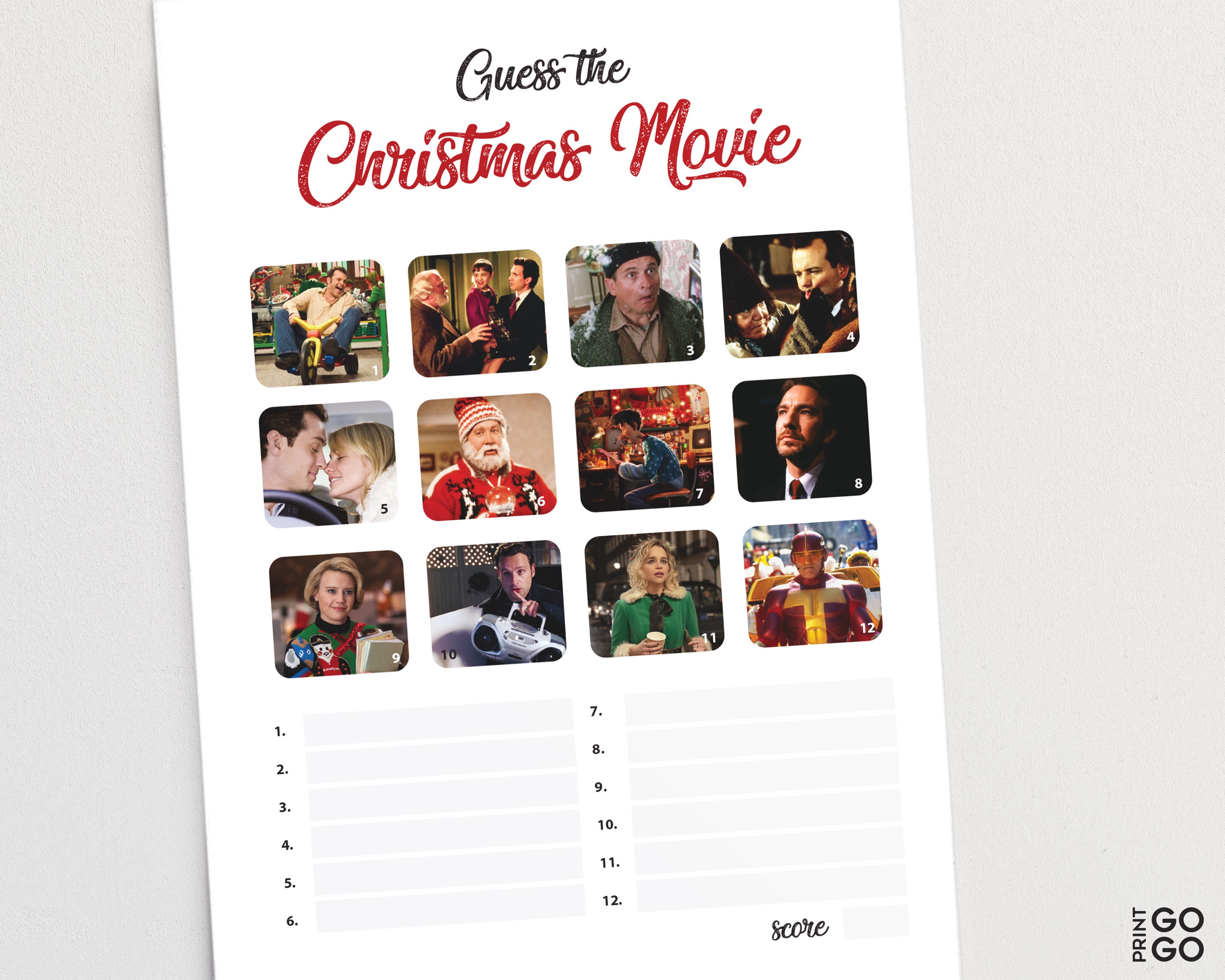 Guess The Christmas Movie Game Holiday Film Quiz Family | Etsy