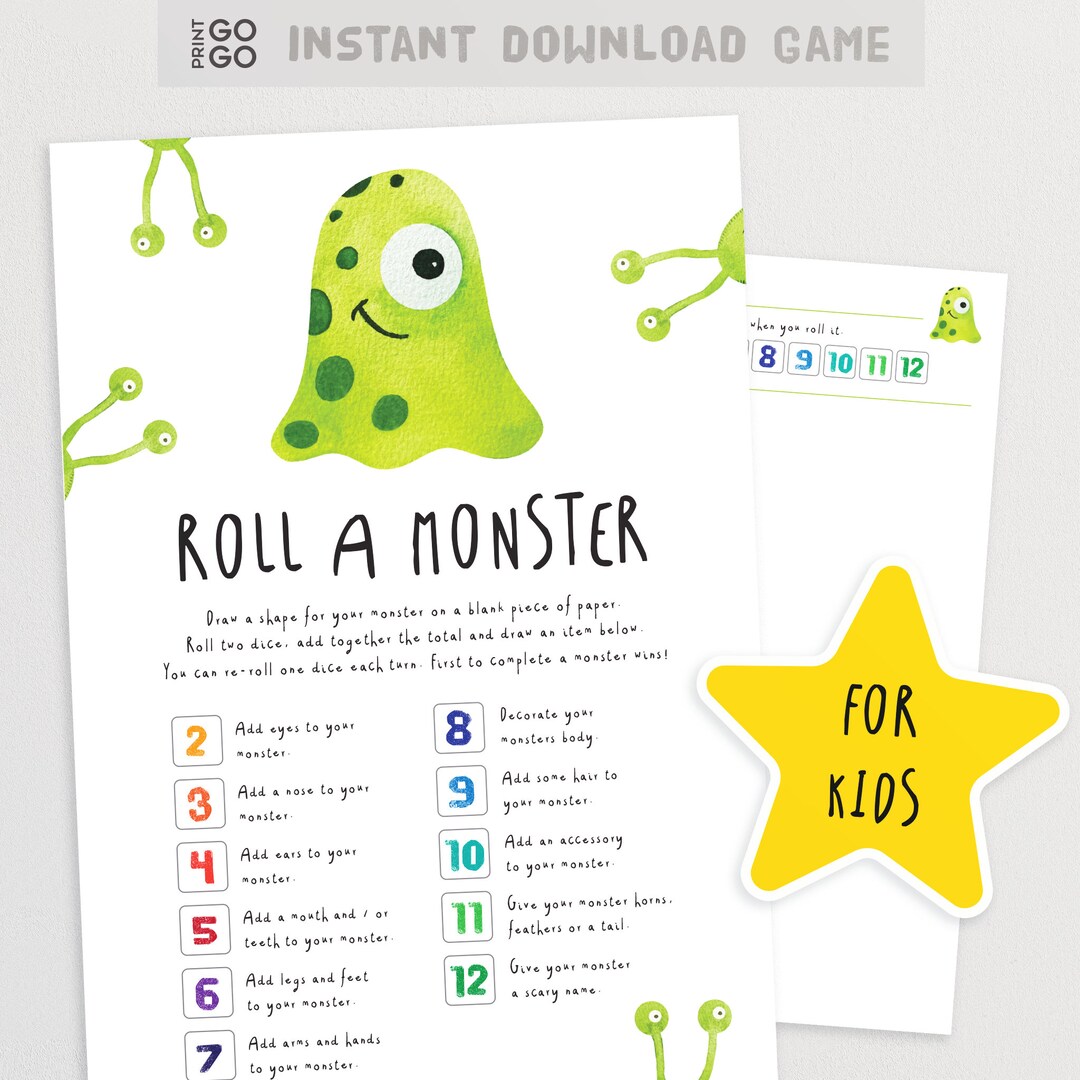 Halloween Roll A Monster Dice Game | Halloween Printable Dice Game for ...