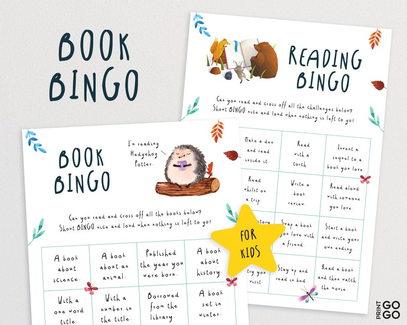 Book Bingo for Kids Kids Reading Bingo Reading Challenges - Etsy