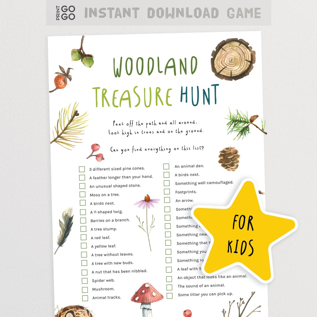 Woodland Treasure Hunt for Kids | Outdoor Scavenger Hunt Game | Nature ...
