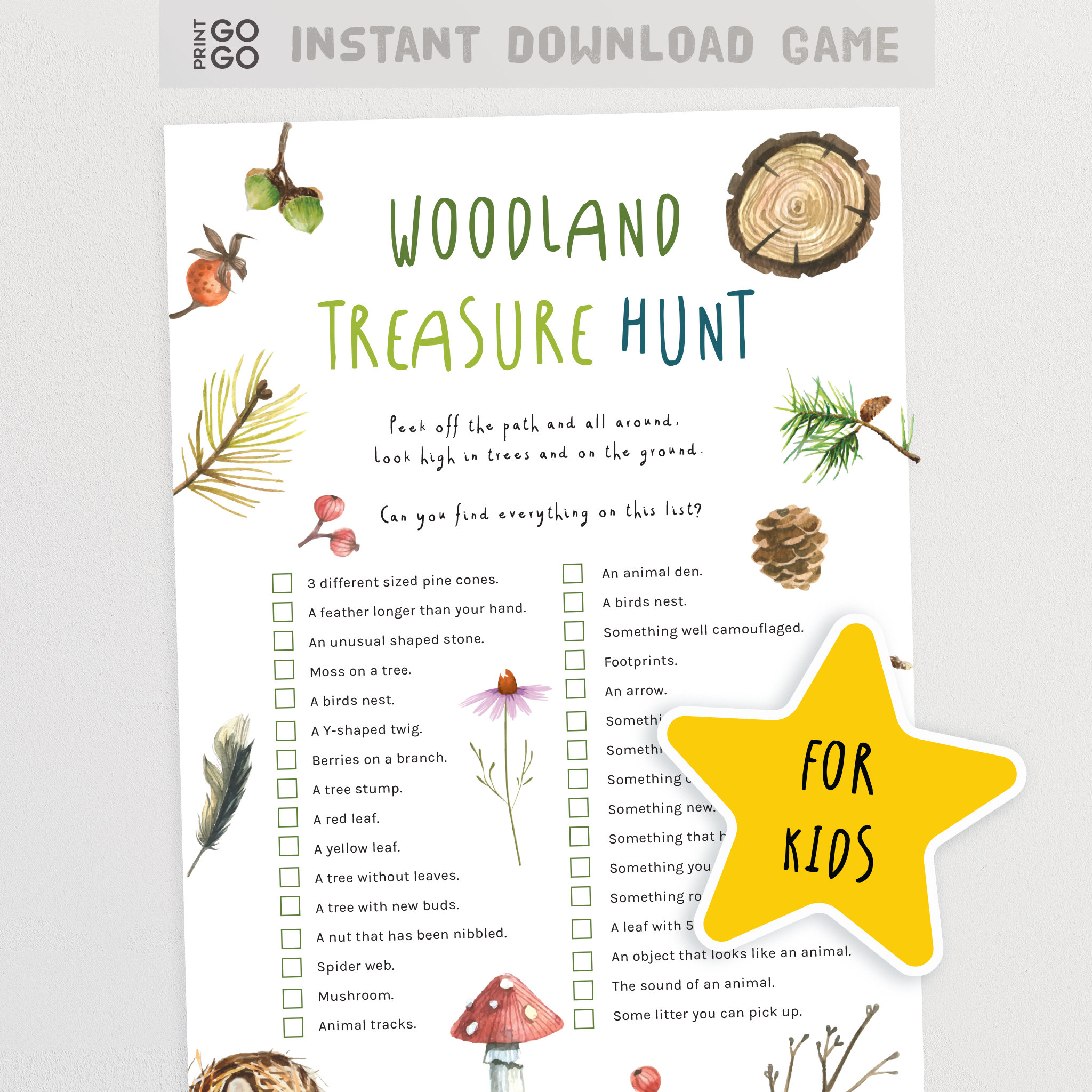 Woodland Treasure Hunt for Kids | Outdoor Scavenger Hunt Game | Nature ...