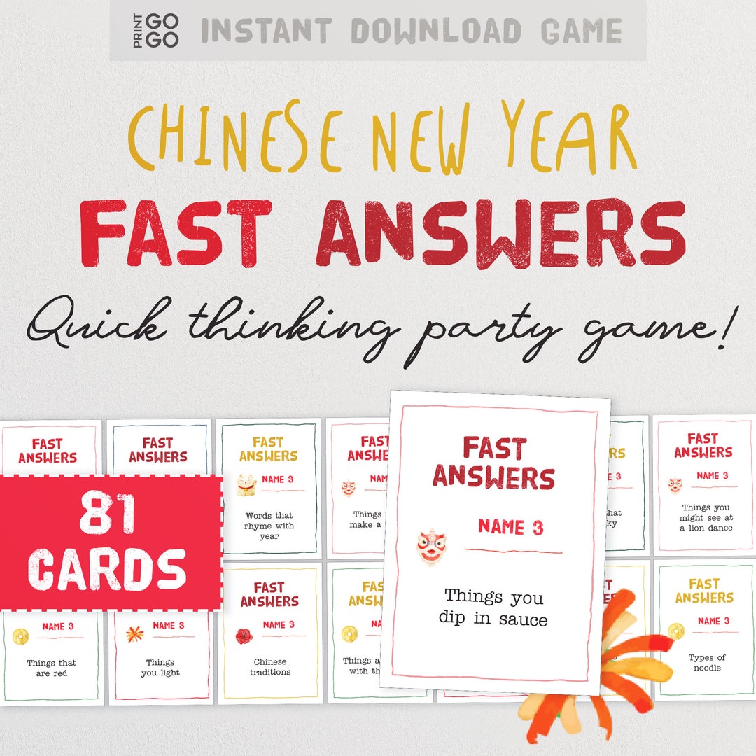 Chinese New Year Fast Answers Game - the Fun Quick Thinking Family ...