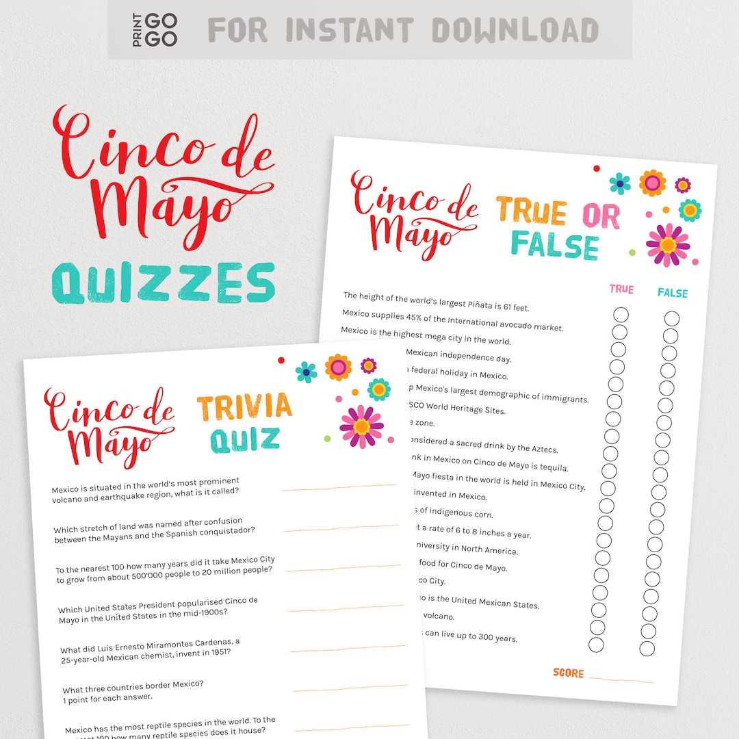 Cinco De Mayo Printable Trivia Quizzes - Put Your Family and Friends to ...