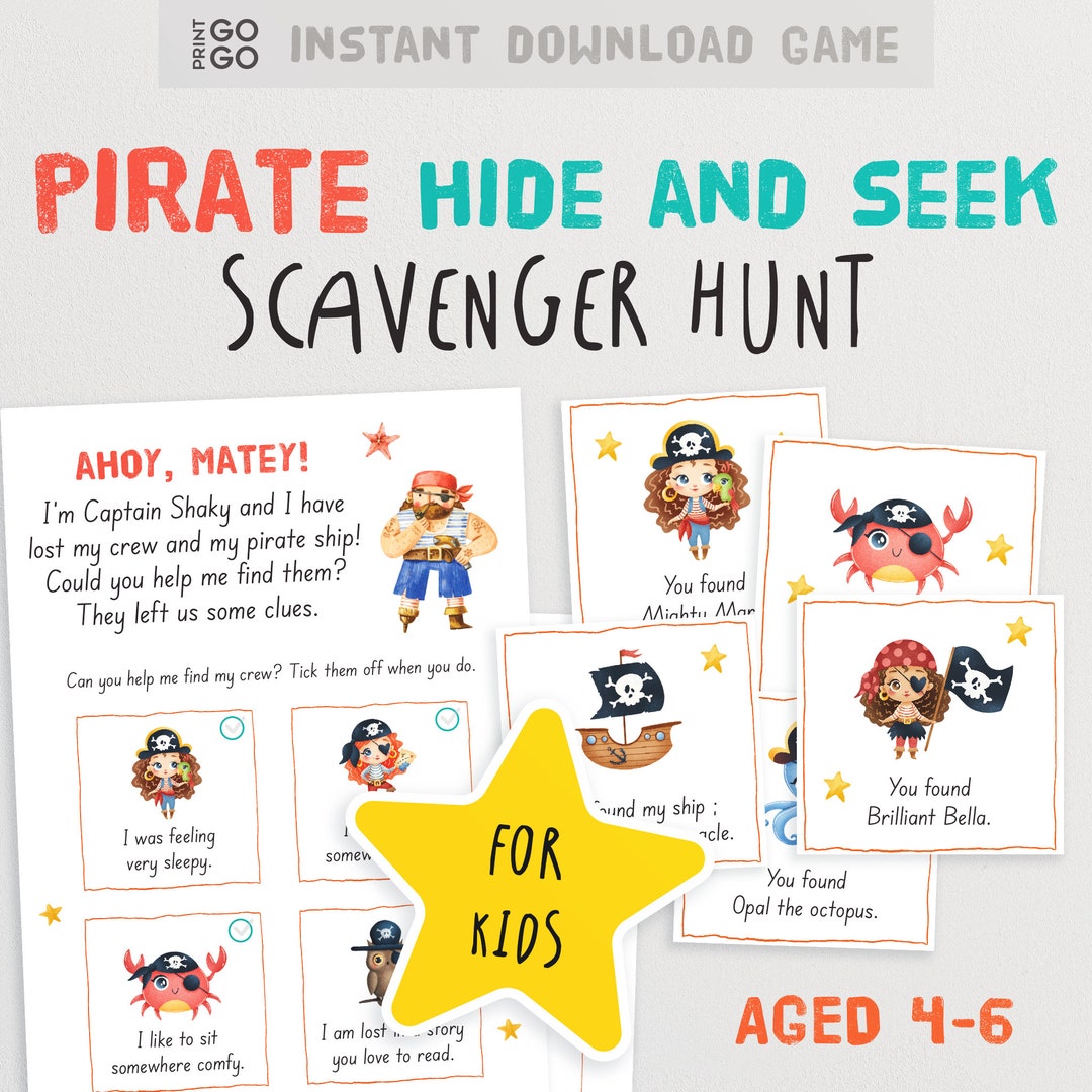 Pirate Hide and Seek Scavenger Hunt for Younger Kids | Birthday Game ...