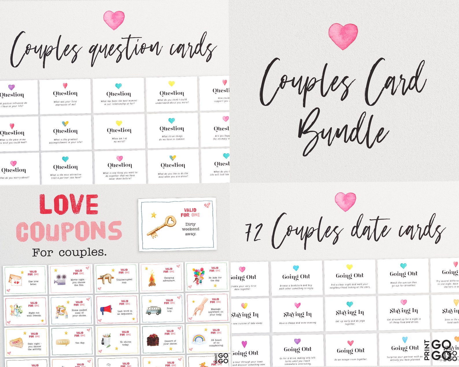 Couples Cards Bundle Date Cards Year of Date Night Idea - Etsy