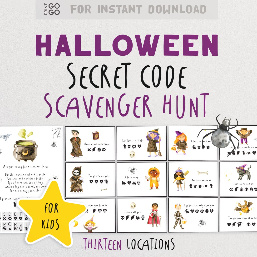 Secret Code Halloween Scavenger Hunt for Kids | Indoor Halloween ...