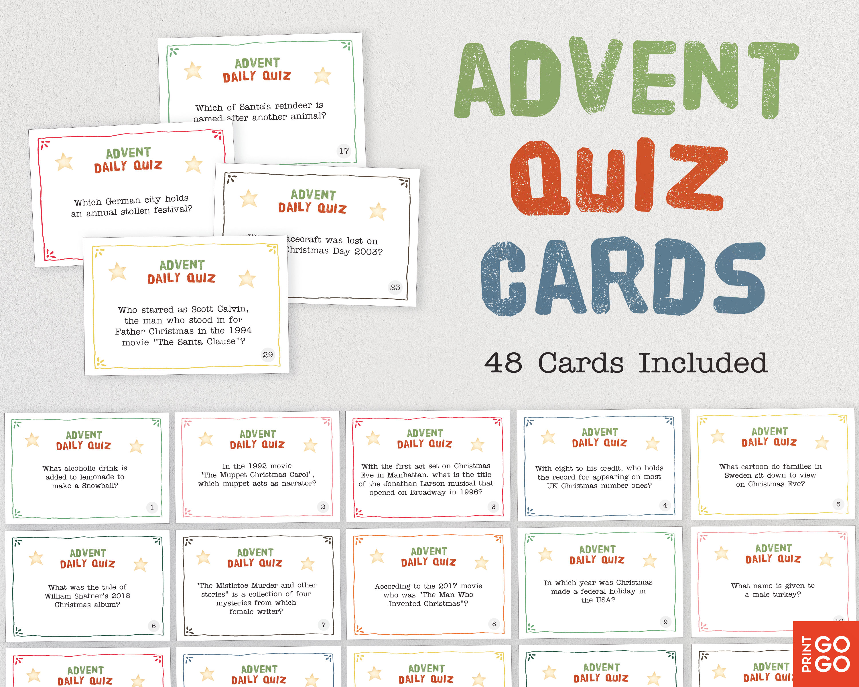 Quiz Advent Cards A Fun Way to Countdown Christmas 48 - Etsy UK
