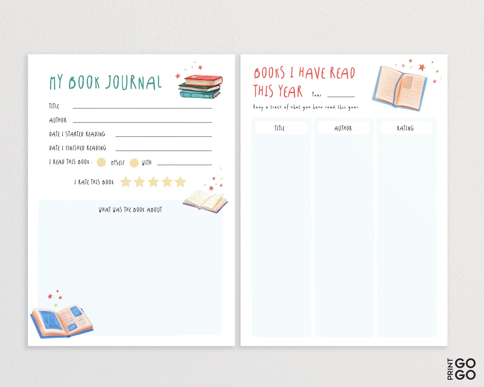 Book Journal for Kids Reading Journal for Children Reading | Etsy UK