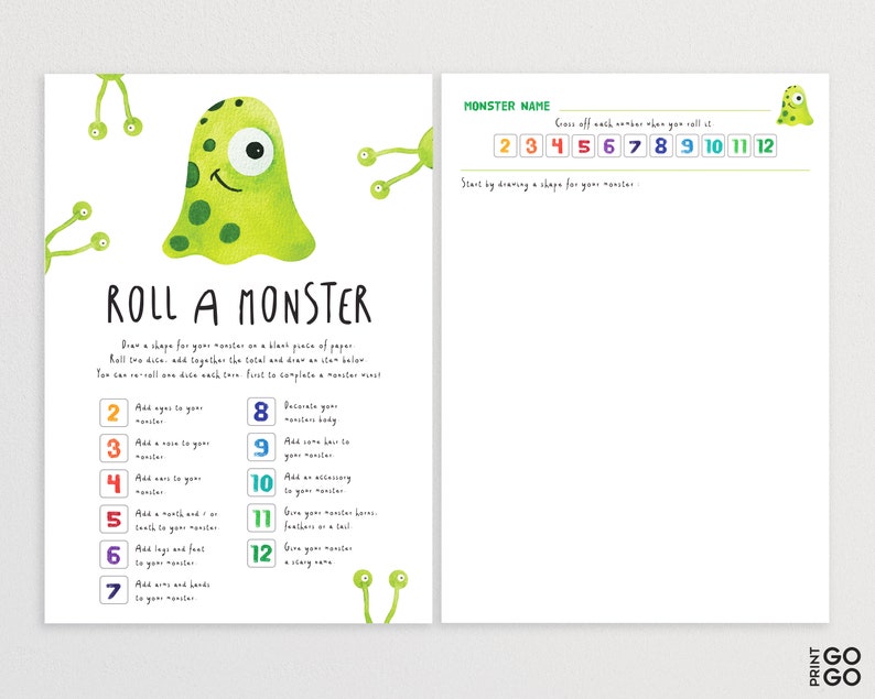 Halloween Roll A Monster Dice Game | Halloween Printable Dice Game for ...