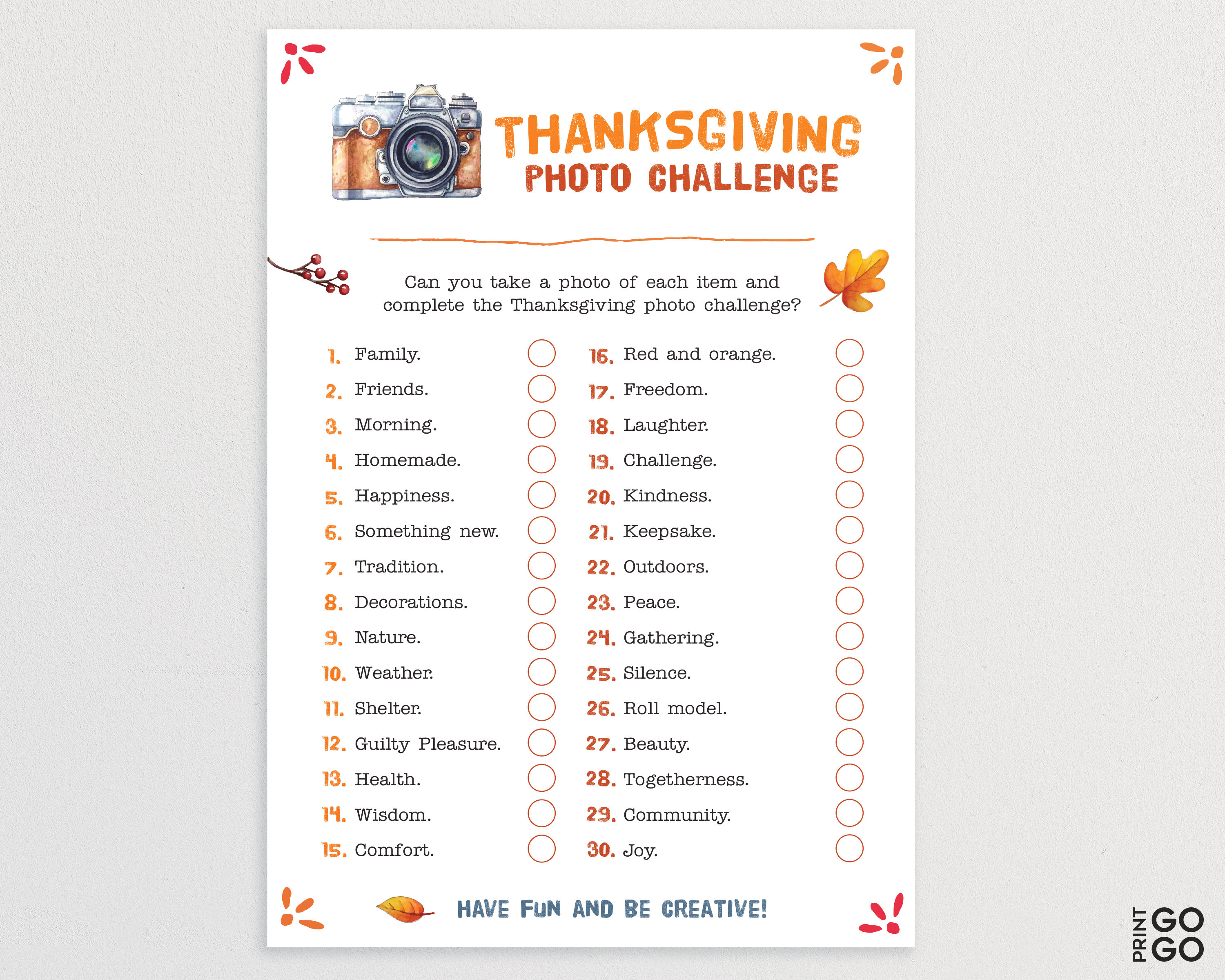 Thanksgiving Photo Challenge for Kids Children's - Etsy UK