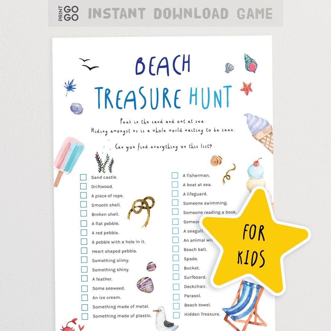 Beach Treasure Hunt for Kids | Nature Scavenger Hunt Game | Children's ...