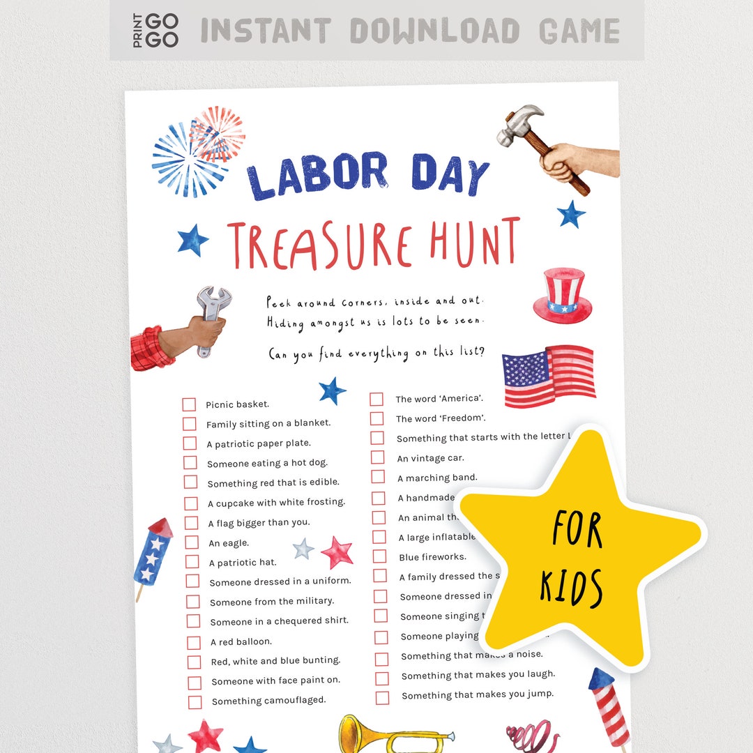 Labor Day Treasure Hunt for Kids | Labor Day Scavenger Hunt | I Spy ...