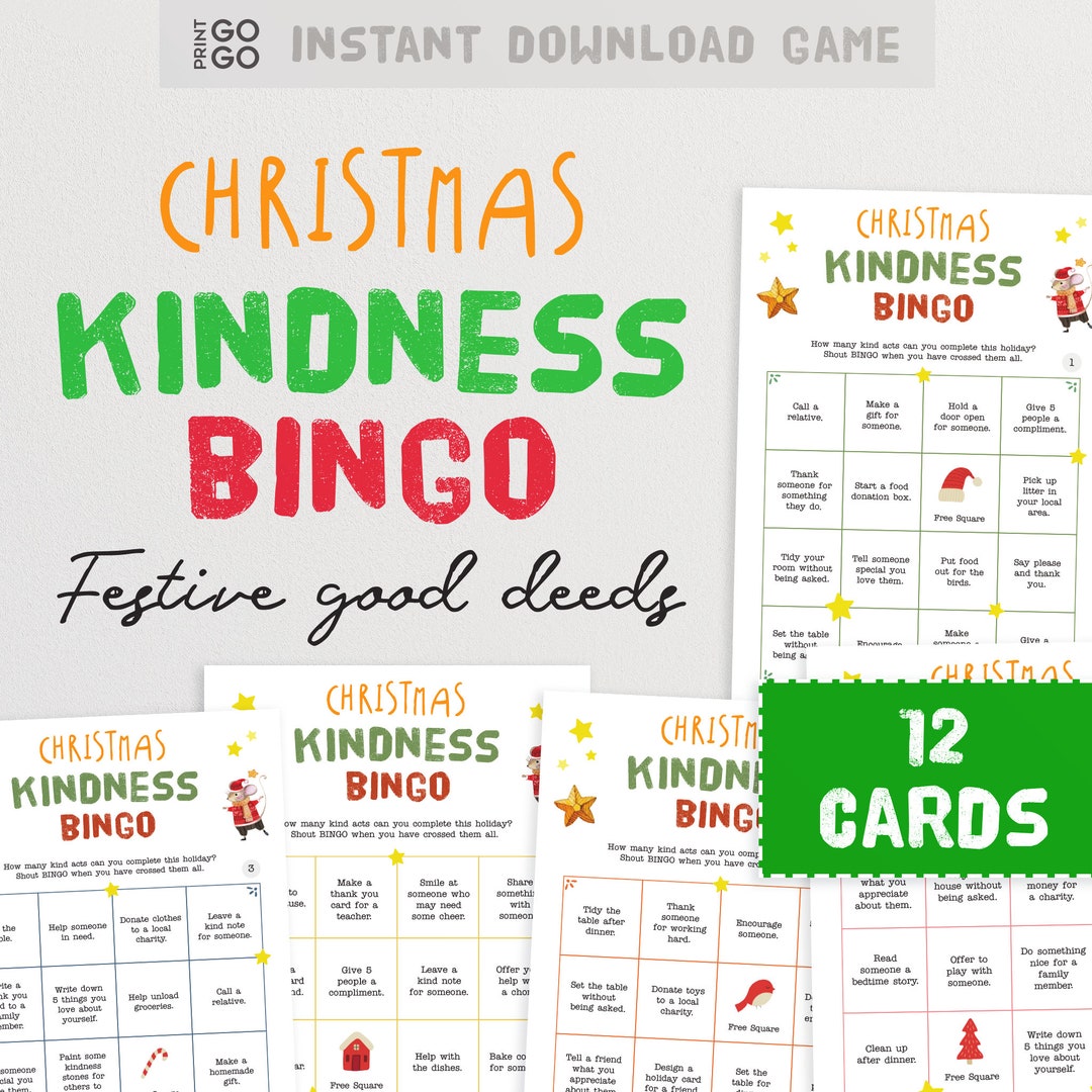 12 Christmas Kindness Bingo Cards | Kindness Challenge | Xmas Kids ...