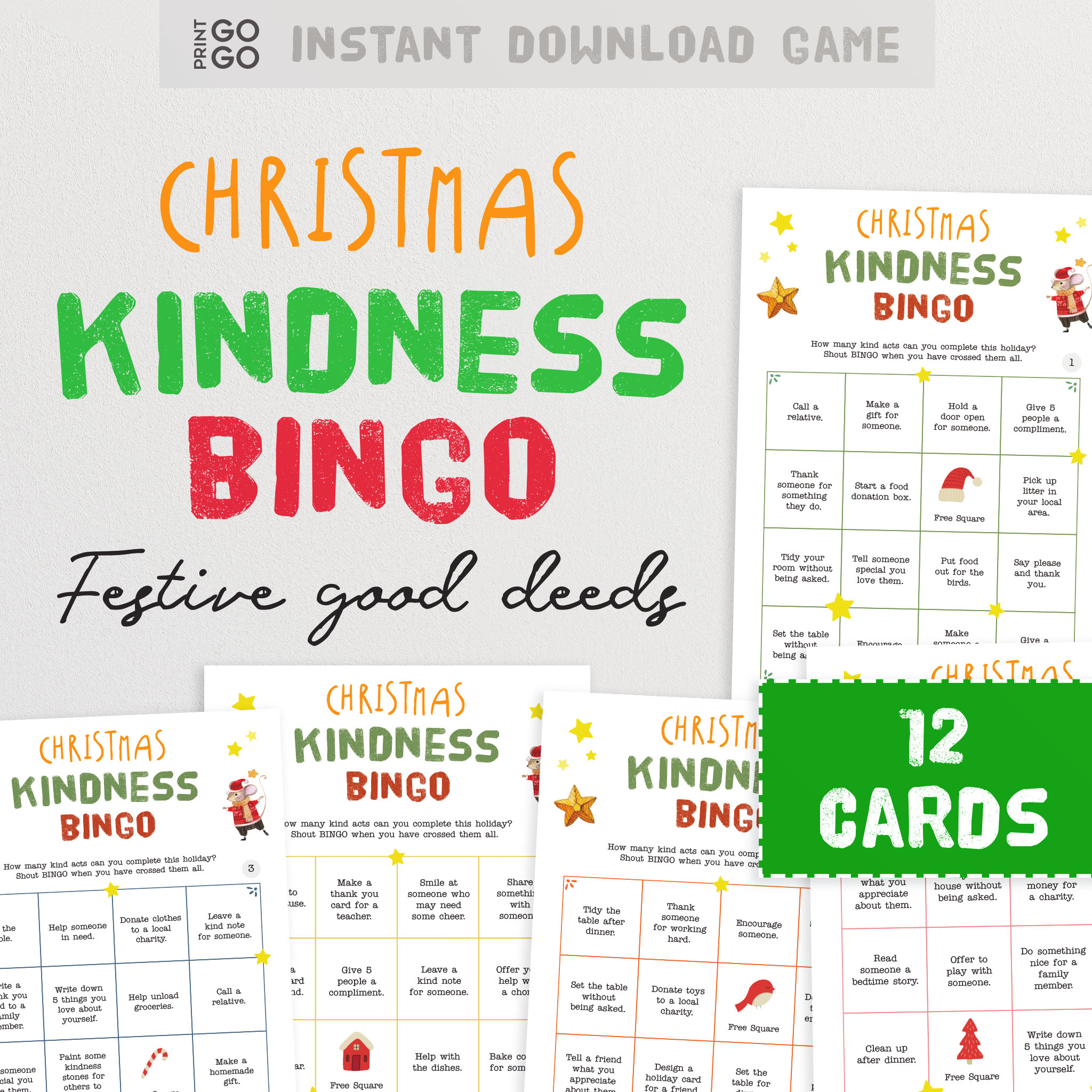 12 Christmas Kindness Bingo Cards | Kindness Challenge | Xmas Kids ...