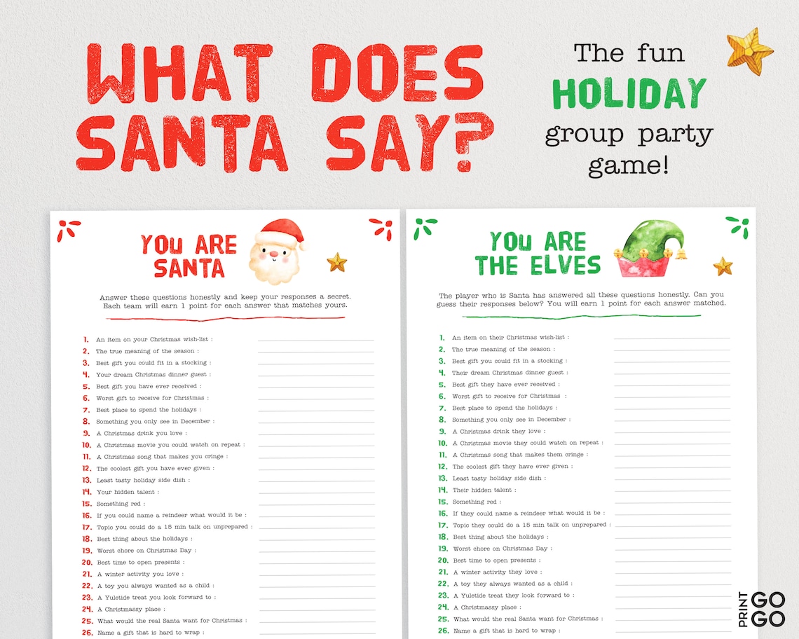 What Does Santa Say This Holiday Play the Fun Group Party - Etsy