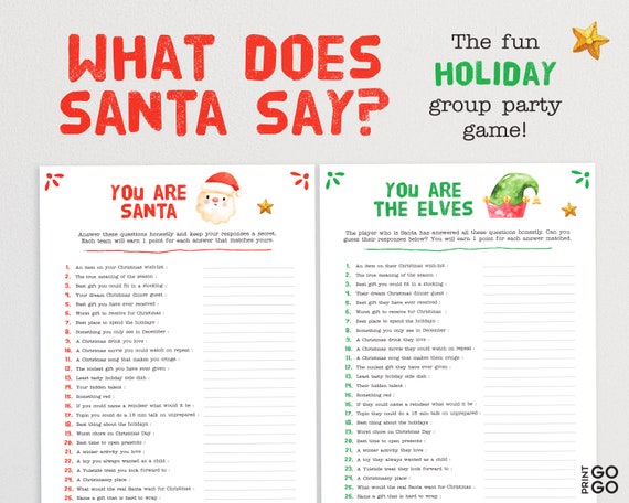 What Does Santa Say This Holiday Play the Fun Group Party - Etsy UK