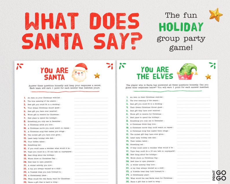 What Does Santa Say This Holiday Play the Fun Group Party - Etsy