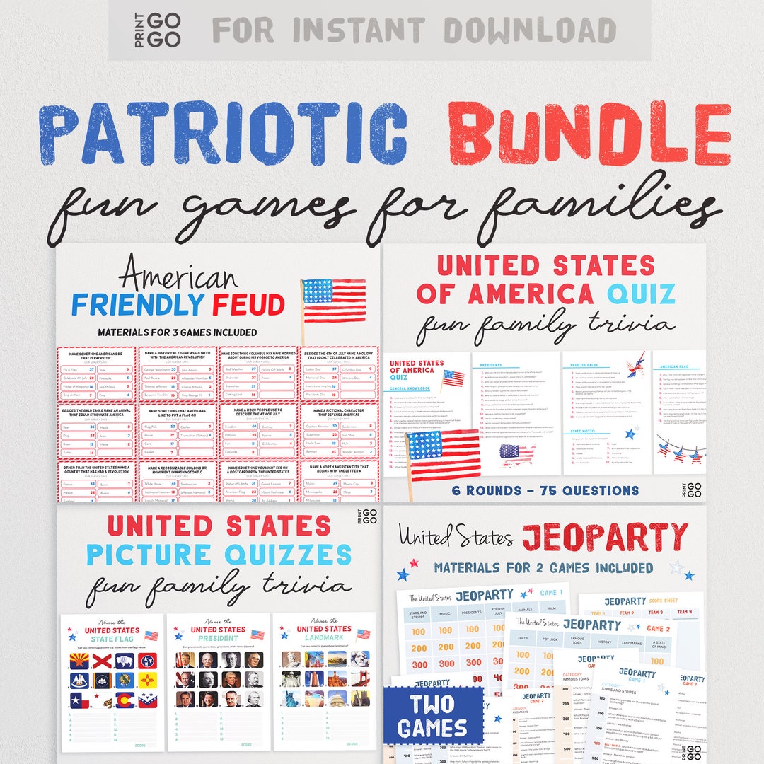 USA Patriotic Game Bundle - Four Fun Printable Games to Test Your ...