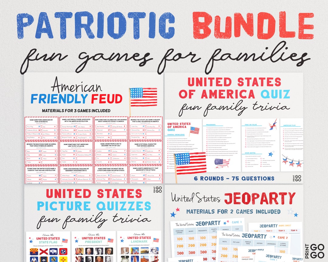 USA Patriotic Game Bundle Four Fun Printable Games to Test - Etsy UK