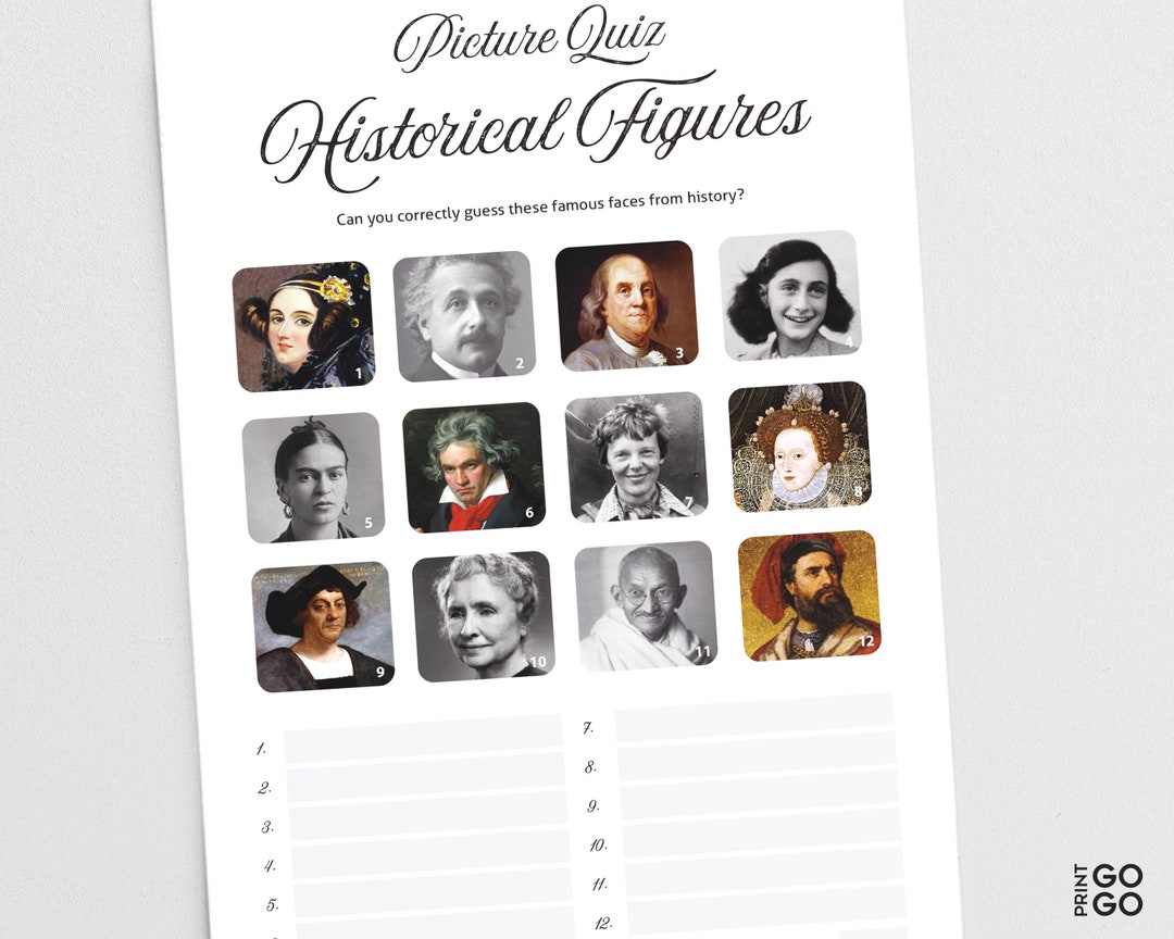 Picture Quiz Historical Figures Pub Quiz Picture Round - Etsy