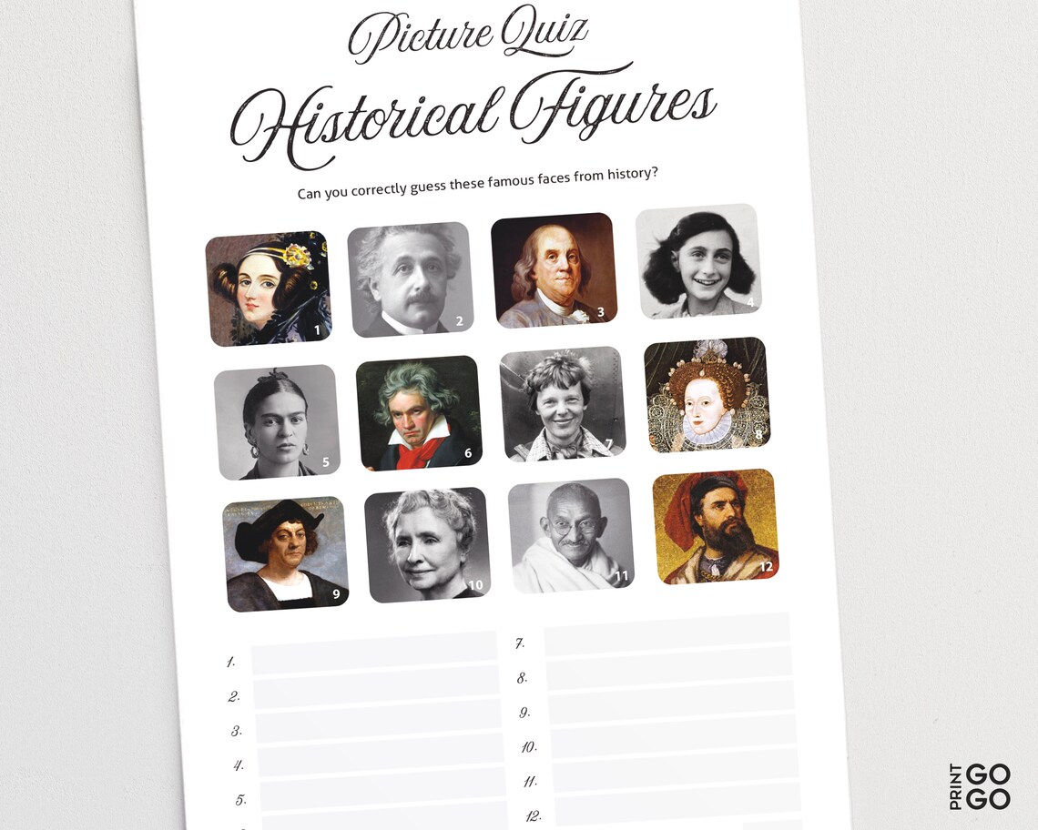Picture Quiz Historical Figures Pub Quiz Picture Round - Etsy UK