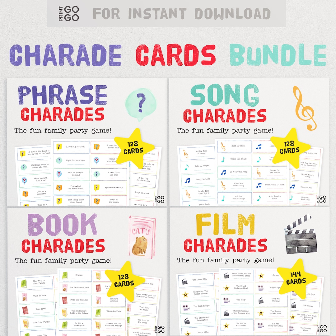 Charades Card Bundle - the Fun Family Party Game of Acting Out and ...