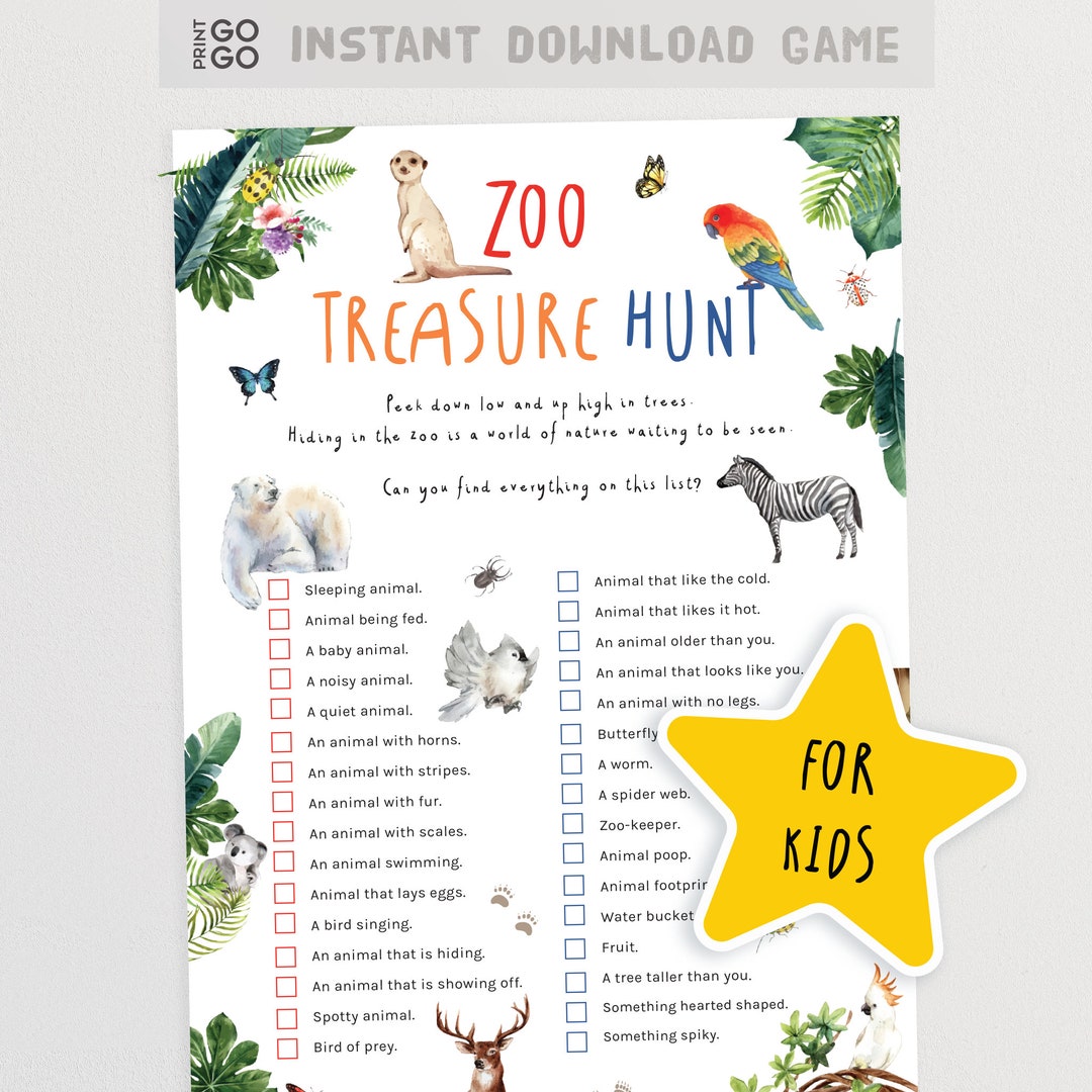 Zoo Treasure Hunt for Kids | Animal Scavenger Hunt Game | Childrens ...