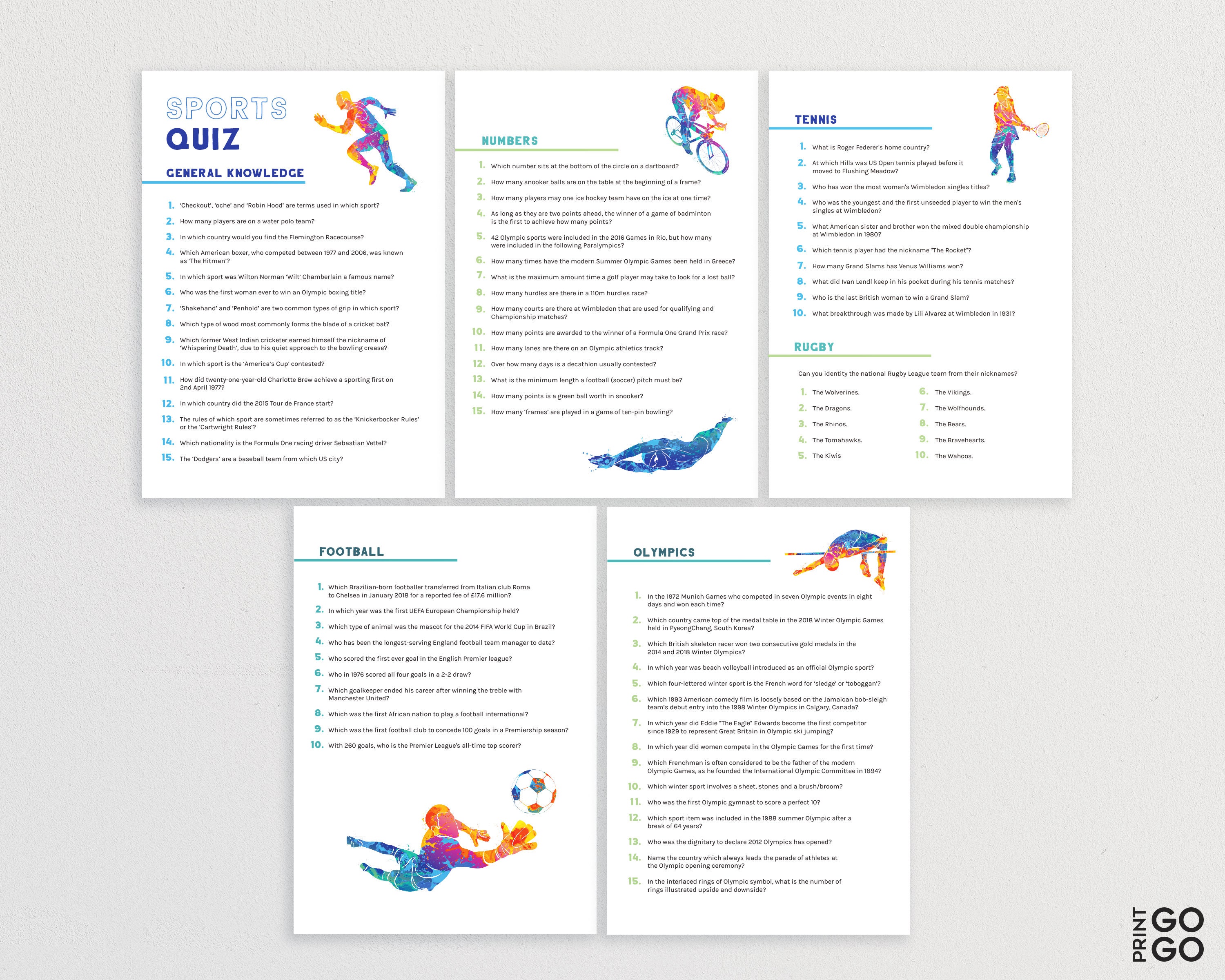 Sports Quiz Sports Trivia Night Pub Quiz Night Sports | Etsy