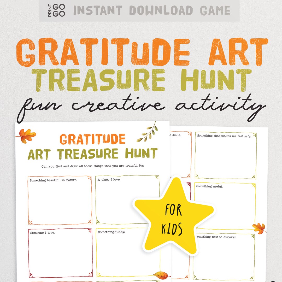 Gratitude Art Treasure Hunt for Kids | Thanksgiving Scavenger Hunt Game ...