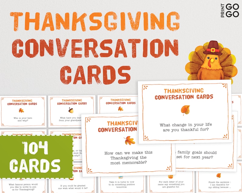 104 Thanksgiving Conversation Cards the Fun and Meaningful - Etsy