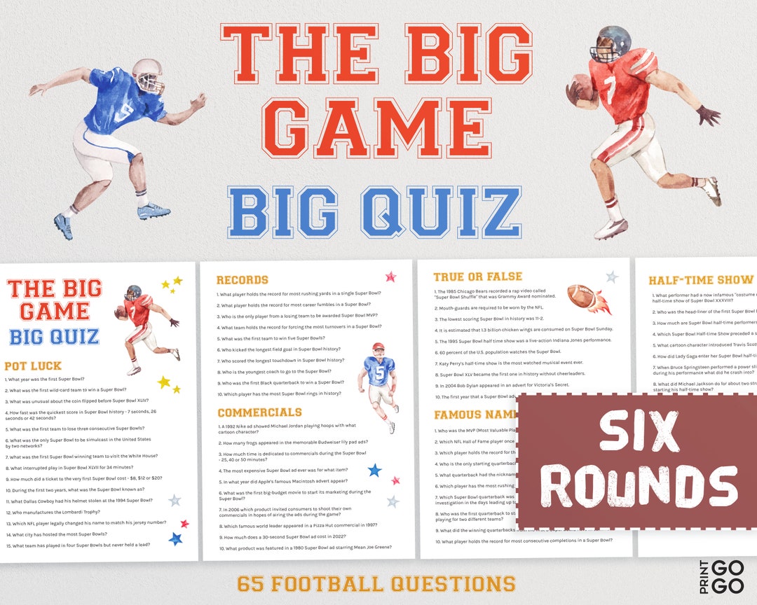 The Big Game Trivia Football Quiz American Football Party - Etsy