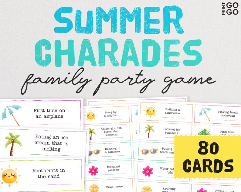 Summer Charades the Fun Family Party Game of Acting Out and - Etsy