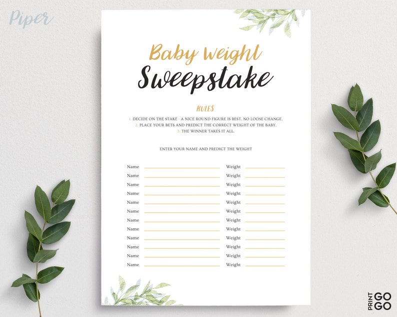 Baby Weight Sweepstake Baby Weight Predictions Baby Shower | Etsy