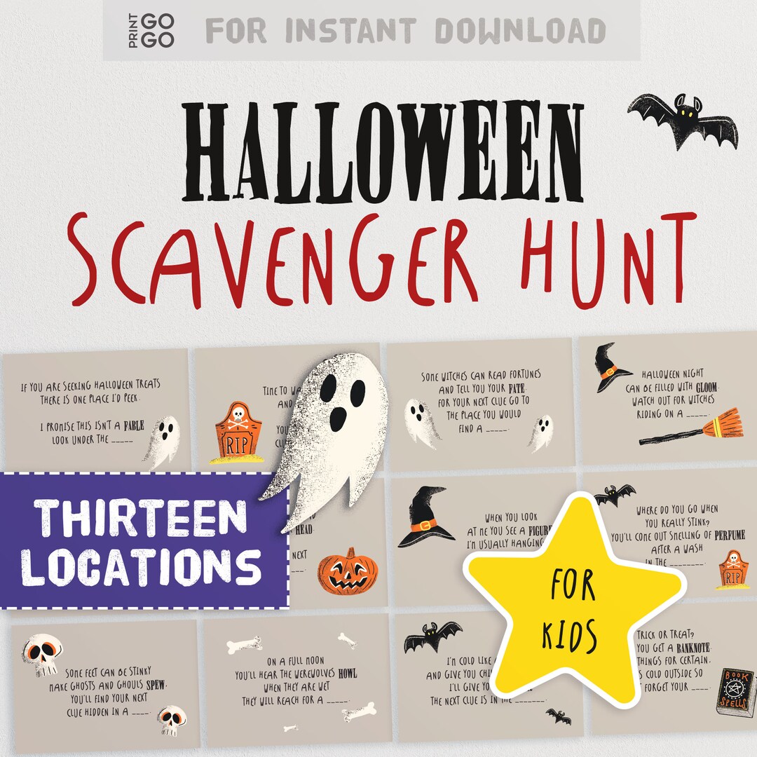 Halloween Scavenger Hunt Game for Kids | Indoor Halloween Party Game ...