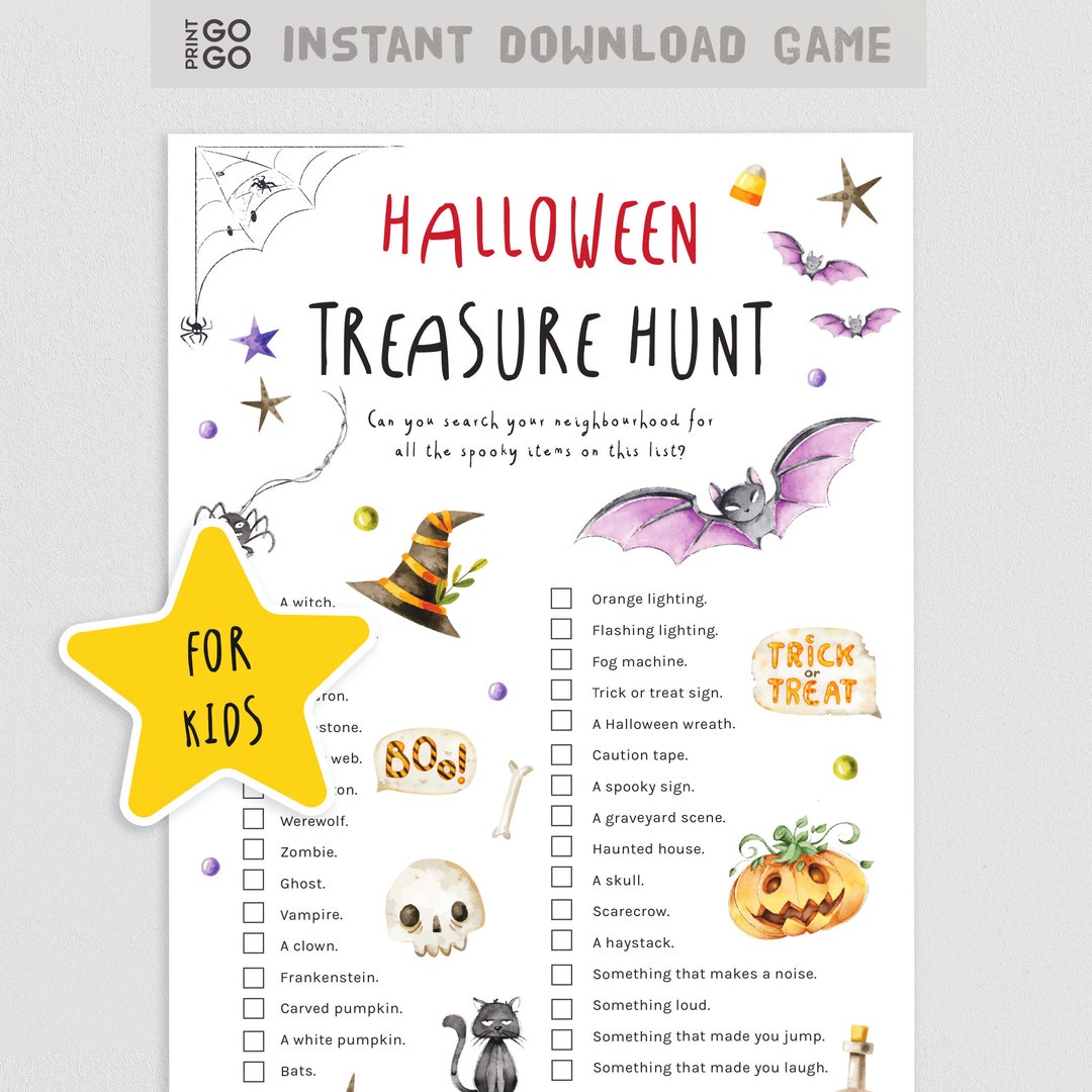 Halloween Treasure Hunt for Kids | Outdoor Halloween Scavenger Hunt ...